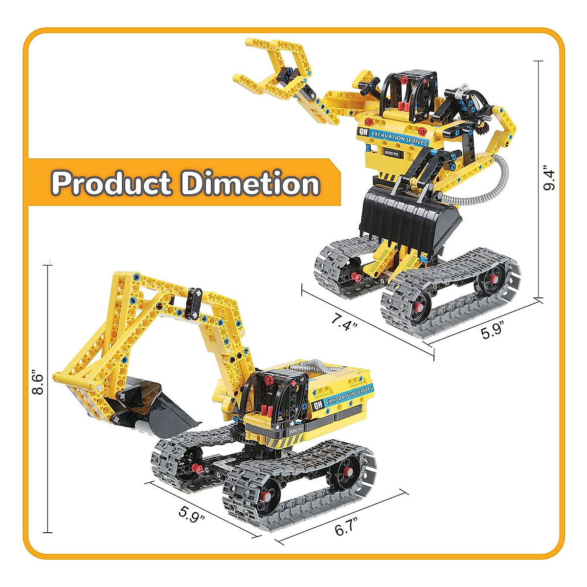 STEM Building Sets for Boys 6-12, 342PCS 2-in-1 DIY Construction Engineering Excavator Toy, Stem Projects for Kids Ages 8-12, Building Toys for Boys Age 6 7 8 9 10 11 12 Year Old