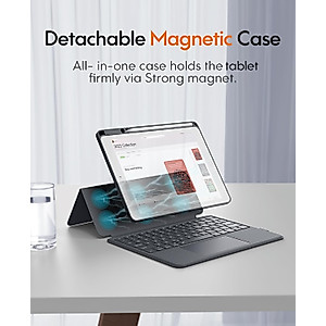 CHESONA for iPad Pro 11 Inch Case with Keyboard (M4) 2024, Magnetic Detachable Keyboard with 7-Color Backlit, 2 Bluetooth Channels, Touchpad & Pencil Holder, Precise Cutouts Case for iPad Pro 11 inch