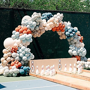MOMOSHERO 178Pc Blue and Orange Balloons Arch Garland Kit,Dusty Dark Slate Blue/Baby Light Blue/Double Stuffed Orange/White Sand Balloon,Baby Shower Birthday Gender Reveal Easter Graduate Party Supply