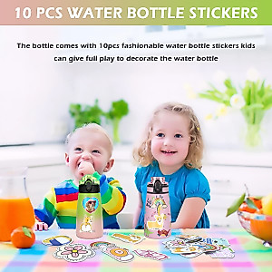 GOPPUS 12 oz Kids Water Bottle with Straw Lid & Spout Lid Vacuum Insulated Stainless Steel Cup Double Wall Kids Metal Water Bottles For School Boys Girls (Olive Pink 2 Lids)