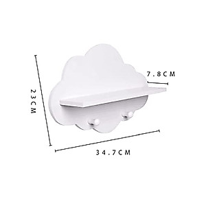 YaptheS Wood Floating Shelf, Cloud Shelves White Cloud Shape Wood Floating Shelf Coat Hanger Storage Rack Nursery Accessories, Nursery Accessories