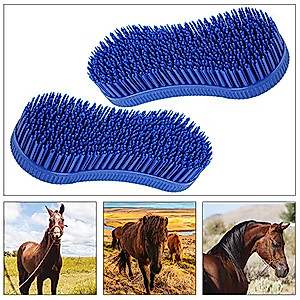 2 Pcs Silicone Horse Cleaning Grooming Brush Horse Grooming Brush Equestrian Massage Tool for Horse Grooming Care