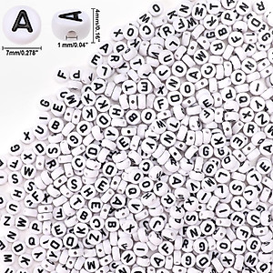 1900Pcs 7 Colors Round Letter Beads 4×7mm Acrylic Alphabet Beads with 1 Roll Elastic String for Bracelet Necklace Jewelry Making Supplies
