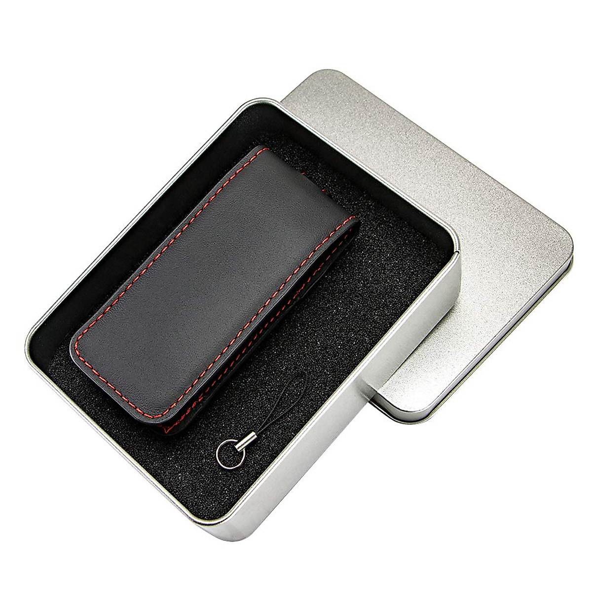 AeroBon Real Leather Key Cover Leather Key Pouch Compatible with Porsche Key Fob (Black)