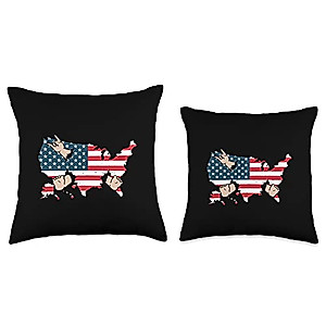 Funny USA Map 4th of July Pregnancy Announce American Flag Throw Pillow