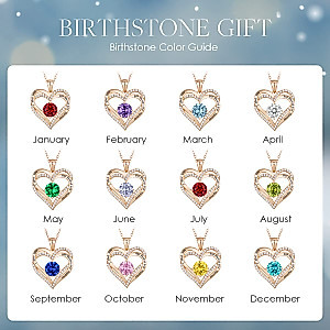 CDE Forever Love Heart Necklaces for Women, Wedding Anniversary, Birthday Gift for Wife, S925 Silver Jewelry with Birthstone Pendant, Ideal Chrismas Valentine's or Mothers Day Gifts for Her