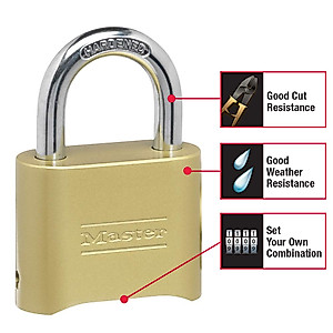 Master Lock 175 Set Your Own Combination Brass Padlock - Secure and Durable