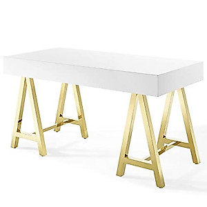Modway Jettison Office Desk, Gold White