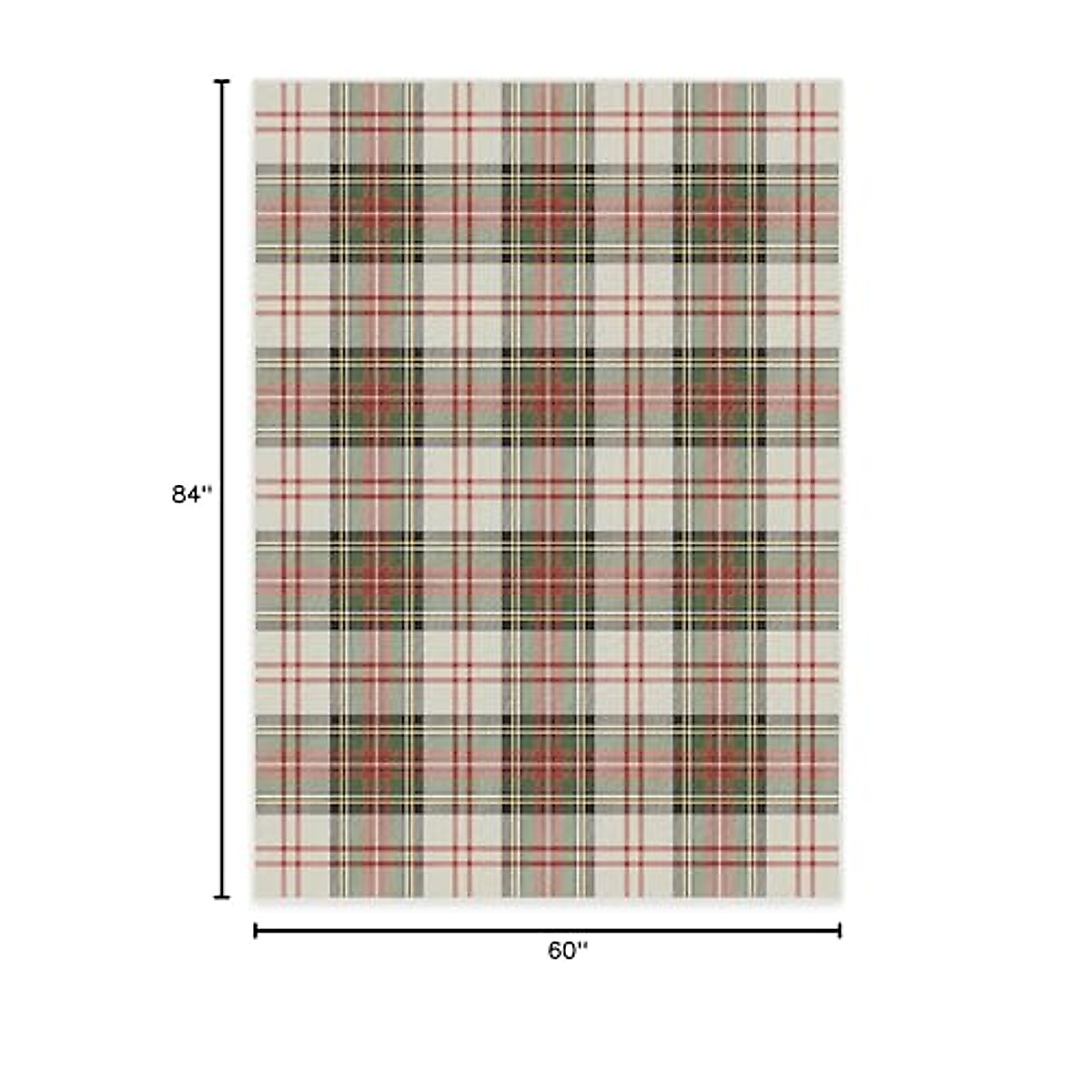 RUGGABLE Washable 5x7 Area Rug, Plaid, Premium Winter Rugs for Living Room, Bedroom, Kitchen, Office, Classroom with Gripper Non Slip Pad, Dress Stewart Tartan White