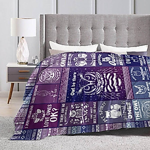 Homieblanket Owl Blanket for Boys Girls, Cute Owl Themed Design Printed Purple Throw Blankets for Kids Lap, Chair Sofa, Warm Soft Cozy Blanket, 40"x 50"