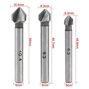 ChgImposs 6Pcs Countersink Drill Bit, 3 Edge 90 Degrees Chamfer End Mill Cutter Chamfering HSS Countersink Drill Bit