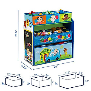 Delta Children Design & Store 6 Bin Toy Storage Organizer - Greenguard Gold Certified, CoComelon