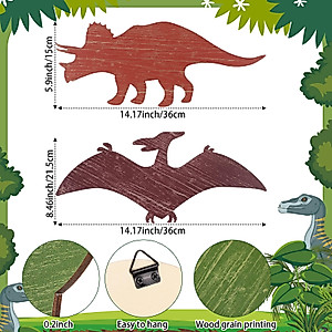 Hoteam Dinosaur Wall Decors Wooden Boys Dinosaur Nursery Wall Decoration Dinosaur Baby Shower Playroom Wall Art for Kids Farmhouse Bathroom Room Art Gift(Vivid,14.17 x 8.27 Inches)