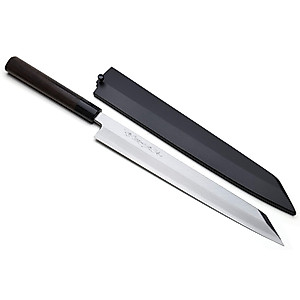 Yoshihiro Hongasumi White Steel Yanagi-Kiritsuke Sushi Sashimi Japanese Knife Rosewood Handle with Nuri Saya Cover (11.8'' (300mm))