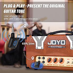JOYO Wireless Guitar System 5.8GHz Wireless Guitar Transmitter Receiver with Charging Box 4 Signal Channel for Guitar Bass Electric Instruments (JW-06)