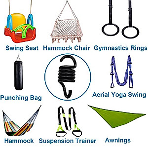 Hammoch-Chair Spring Porch Swing Spring - 750Lbs Black Heavy Duty Chair Swing Springs Heavy Bag Swing Swing Chair Spring(1 PC 750Lbs)
