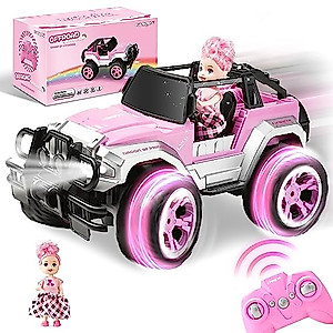 Carox Remote Control Car for Girls, Pink RC Car with Doll and Sticker for Ages 4-10 Years Old Girls, 80 mins with Rechargeable Battery, 1:16 Scale 2.4Ghz, Birthday for Grils,OX11S