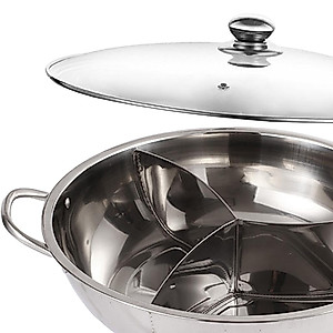 Shabu Shabu Divider Hot Pot Tabletop Pot Three Sided Japanese Cookware Kitchenware, 33.2cm