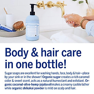 Dr. Bronner’s - Organic Sugar Soap (Baby Unscented, 12 Ounce) - Made with Organic Oils, Sugar and Shikakai Powder, 4-in-1 Use: Hands, Body, Face and Hair, Moisturizes and Nourishes, No Added Fragrance