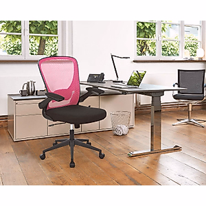 Home Office Chair Ergonomic Desk Chair Mesh Computer Chair with Lumbar Support Flip-up Arms Swivel Rolling Executive Task Chair Adjustable Chair for Adults(Pink)