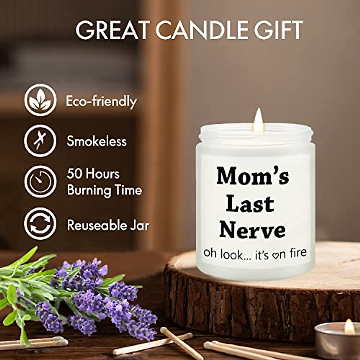 Gifts for Mom from Daughter Son, Best Mom Gifts, Funny Birthday Gifts for Mom Mother Women, Mothers Day Gifts, Thanksgiving Gifts, Christmas Gifts, Moms Last Nerve Scented Candle Gift