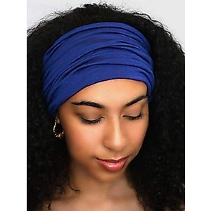 Fashband Boho Headbands Black Extra Wide Headband African Head Wraps 5 Pcs Wide Stretchy Hair Accessories for Women