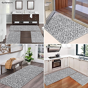 Ileading Kitchen Rugs Sets 3 Piece with Runner Soft Boho Kitchen Floor Mat Farmhouse Laundry Room Rugs and Mats Set Non Skid Washable for Kitchen Floor Office Sink Hallway