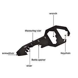 2PCS Keychain Bottle Opener Multi Tool, 100% Stainless Steel EDC Gadget, 6 Tools in 1 [Bottle Opener, Wrench, Screw Driver, Metric Ruler,Cord Cutter] Universal Everyday Carry Pocket and Backpack Tool