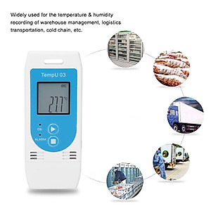 USB Temperature and Humidity, Data Loggers Recorders Data Acquisition Recorder, Temperature Humidity Data Logger PDF CVS Report with LCD Display 32000 Points for Warehouse, Logistics Transportation, C