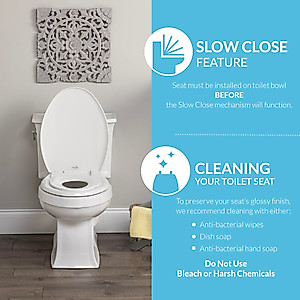 Little2Big 181SLOW 000 Toilet Seat with Built-In Potty Training Seat, Slow-Close, and will Never Loosen, ELONGATED, White