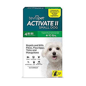 Activate II Flea and Tick Prevention for Dogs | 4 Count | Small Dogs 4-10 lbs | Topical Drops | 4 Months Flea Treatment