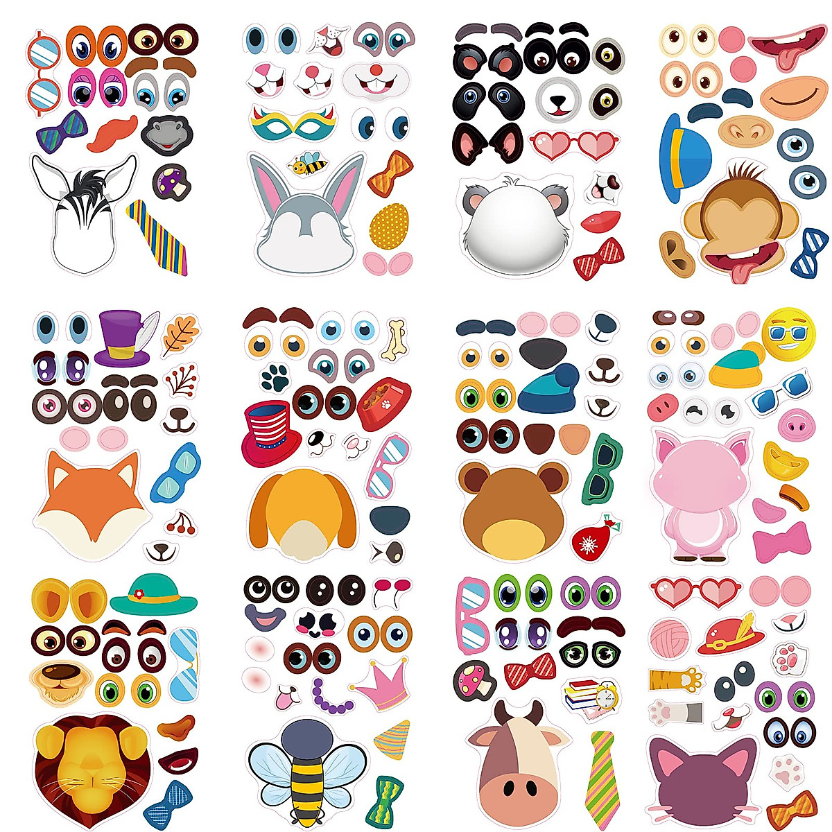 Make a Face Sticker for Kids 42 Sheets Make Your Own Animal Face Stickers 12 Animals and 6 Dinosaur Sticker Pads Set Gift of Festival Party Favor Supplies Art Craft Boys Girls School Reward