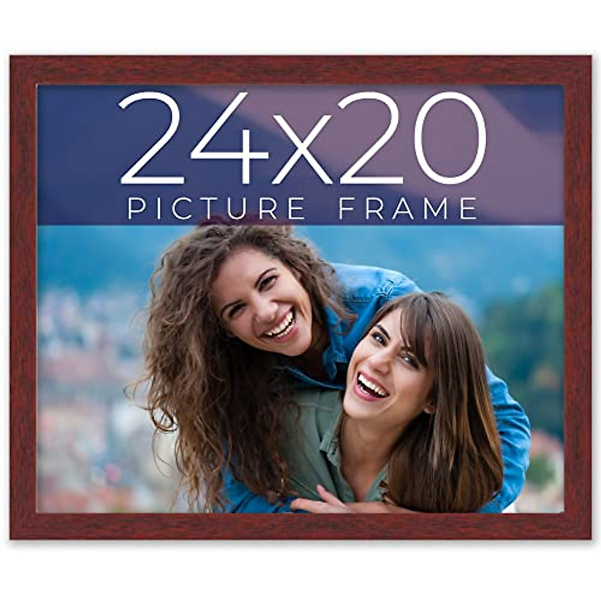 24x20 Frame Brown Solid Wood Picture Frame Width 0.75 Inches | Interior Frame Depth 0.5 Inches | Mogano Traditional Photo Frame Complete with UV Acrylic, Foam Board Backing & Hanging Hardware