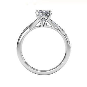 Reyansh Fashion Created Princess Cut White Diamond 925 Sterling Silver 14K White Gold Over Diamond Engagement Rings Set for Women