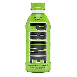 Prime Hydration Drink Sports Beverage"LEMON LIME," Naturally Flavored, 10% Coconut Water, 250mg BCAAs, B Vitamins, Antioxidants, 835mg Electrolytes, 20 Calories per 16.9 Fl Oz Bottle (Pack of 12)