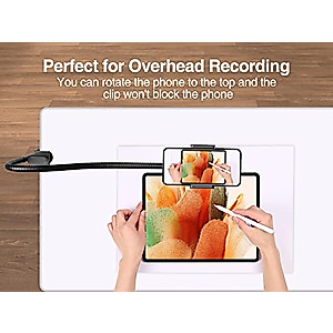 elitehood Aluminum Gooseneck Phone Holder for Bed [360° Swivel Tilt Rotation] - Long & Flexible Bed iPhone Holder, Overhead Cell Phone Mount Stand for Desk, Compatible with 4-7’’ Cellphone