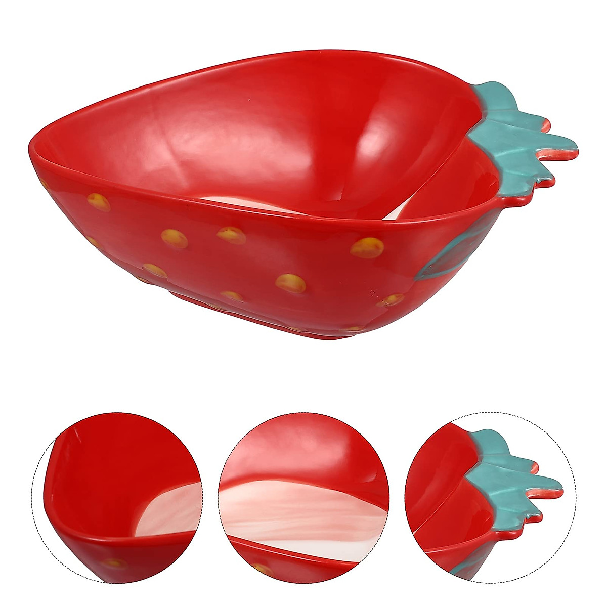 BESPORTBLE Mixing Bowls Ceramic Bowls Fruit Bowl Decorative Strawberry Shaped Bowl Serving Dish Bowl Appetizer Dessert Candy Bowl Baking Bowl for Pasta Salad Cereal Soup Glass Cereal Bowls