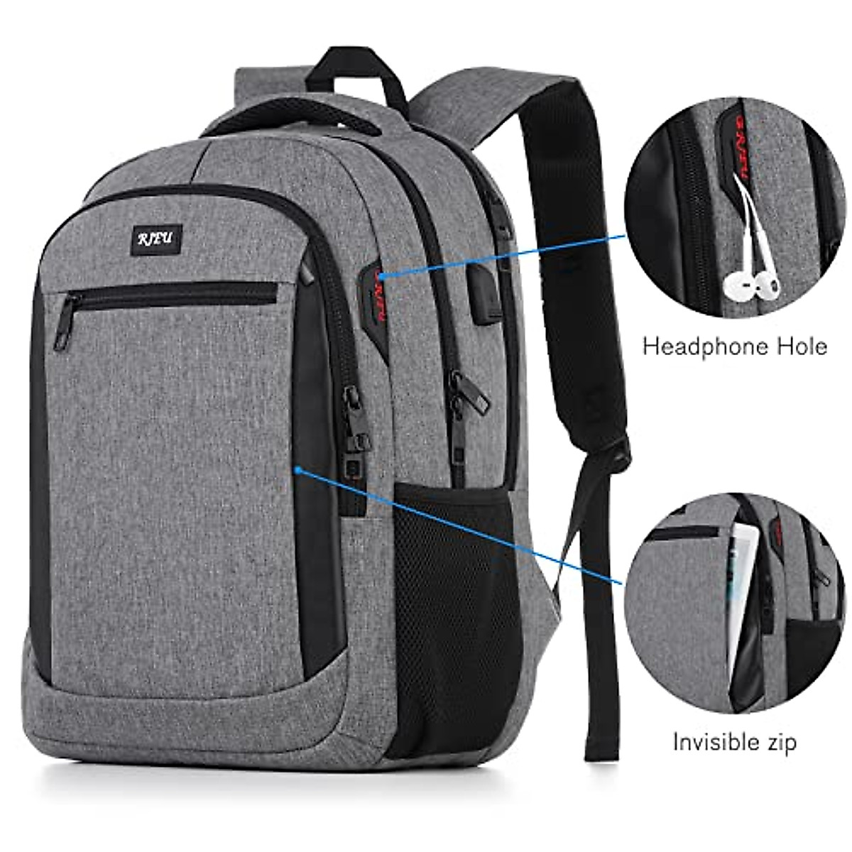 Travel Laptop Backpack, School Backpack Business Anti Theft Slim Durable Laptops Backpack with USB Charging Port Water Resistant College School Computer Bag for Women & Men Fits 15.6 Inch Notebook Over 3 Years Old