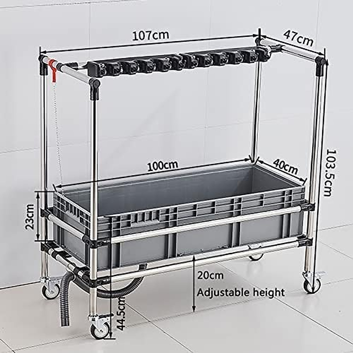 DHWDPO Mop rack, Movable Commercial Cleaning Tool Holder,Broom and Mop Holder, Umbrella Stand Put Wet Mops, for Garages, Hotels, Schools, Restaurants