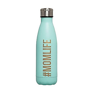 Pearhead #Momlife Stainless Steel Water Bottle, BPA Free Water Bottle Keepsake for New Mom’s and Expecting Moms, Travel Bottle, Teal, 17oz