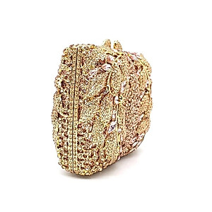 ZLXDP Women Evening Party Bag Clutches Bridal Wedding Party Heart Purses Leaves Crystal Purses