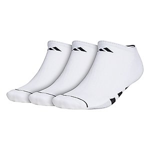 adidas Men's Cushioned No Show Socks (3-Pair), White/Black/Clear Onix Grey, Large