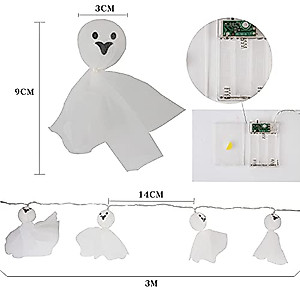 KIMOBER 20 LEDs Halloween Ghost String Lights,Battery Powered Lighting Decoration for Halloween Outdoor Indoor Party