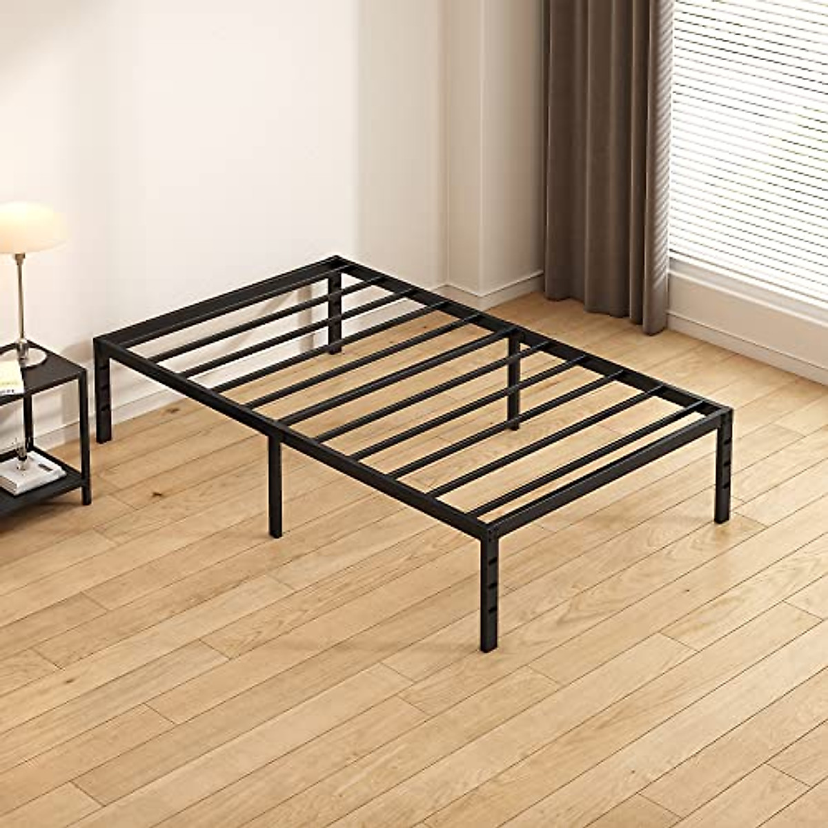 HLIPHA Twin Size Metal Platform Bed Frame with Heavy Duty Steel Slat Support,12" Height Easy Assembly Mattress Foundation,No Box Spring Needed,Black