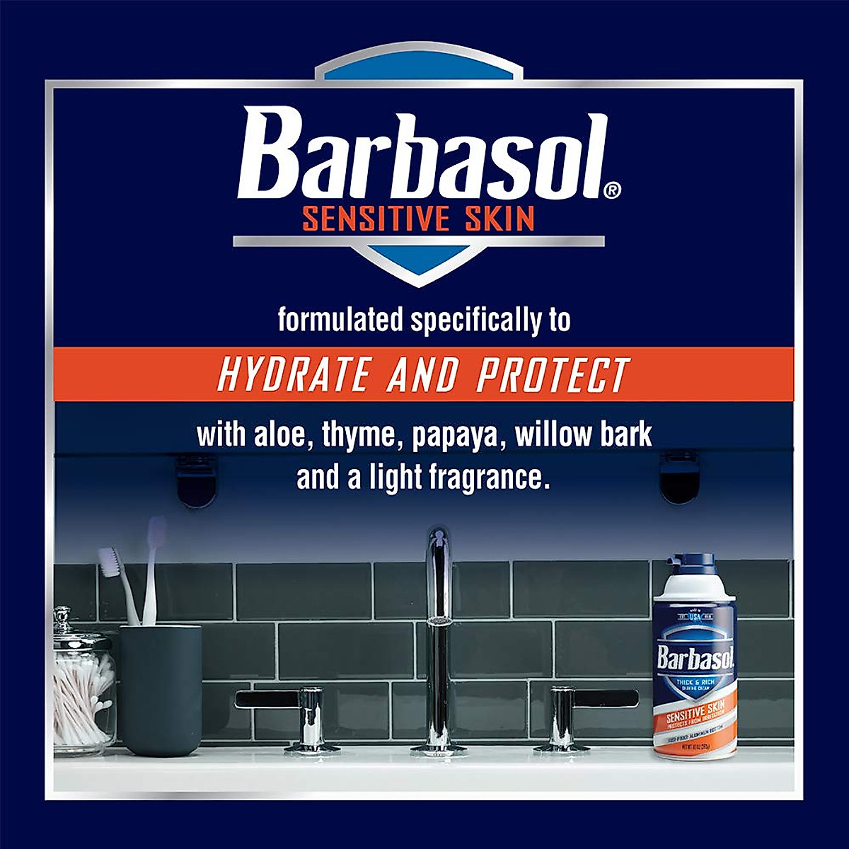 Barbasol Sensitive Skin Thick and Rich Shaving Cream for Men, 10 oz., Pack of 6