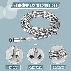 JDO Shower Head with Handheld, High Pressure Handheld Shower Head 8 Settings, Detachable Shower Head Set with Stainless Steel Hose and Shower Bracket (Chrome)