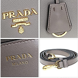 Prada Saffiano Leather Argilla Nero Two-Toned Black and Gray Handbag 1BA113