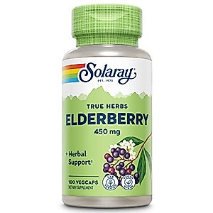 SOLARAY Elderberry Berry & Flower 450mg | Support for General Wellbeing During Cold Months | with Flavonoids & Phenolic Compounds | Non-GMO | 100ct