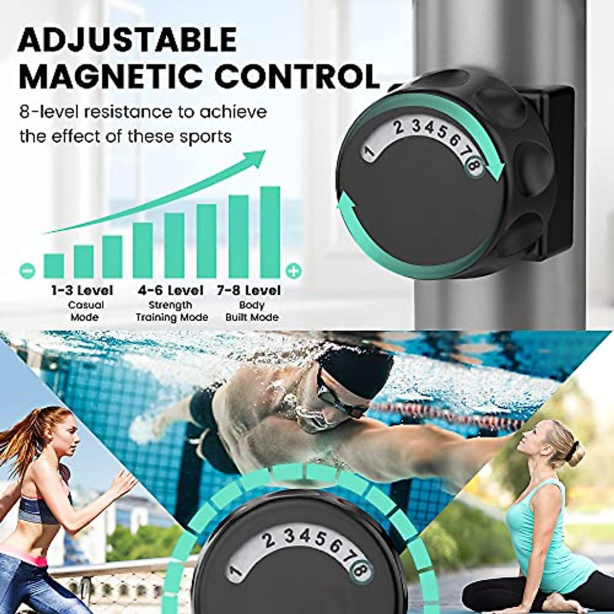 Dripex Elliptical Machines for Home, Cardio Fitness Cross Trainer w/Hyper-Quiet Magnetic Drive System, 8 Resistance Levels, 6KG Flywheel, Heart Rate Sensor, LCD Monitor, Device Holder