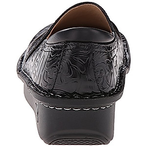 Alegria Debra Womens Professional Shoe Black Embossed Rose 7 M US